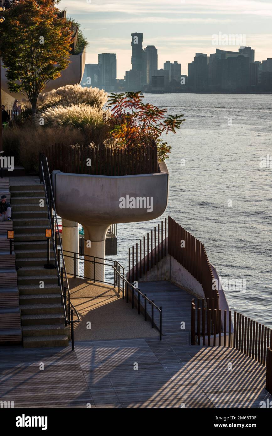 Little Island at Pier 55, an artificial island park in the Hudson River ...
