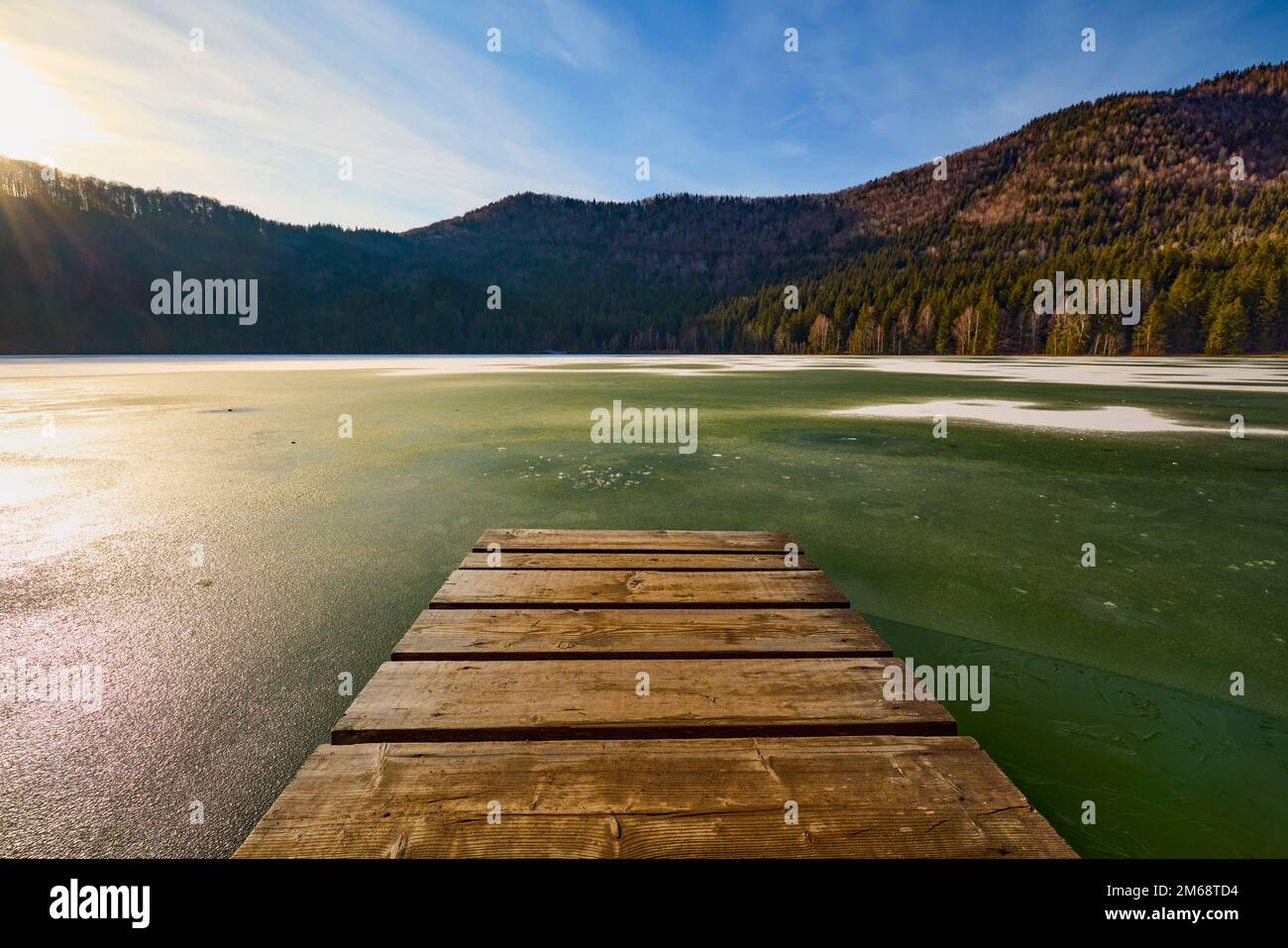 Beautiful landscape with St. Ana Lake in Romania, volcanic lake in ...