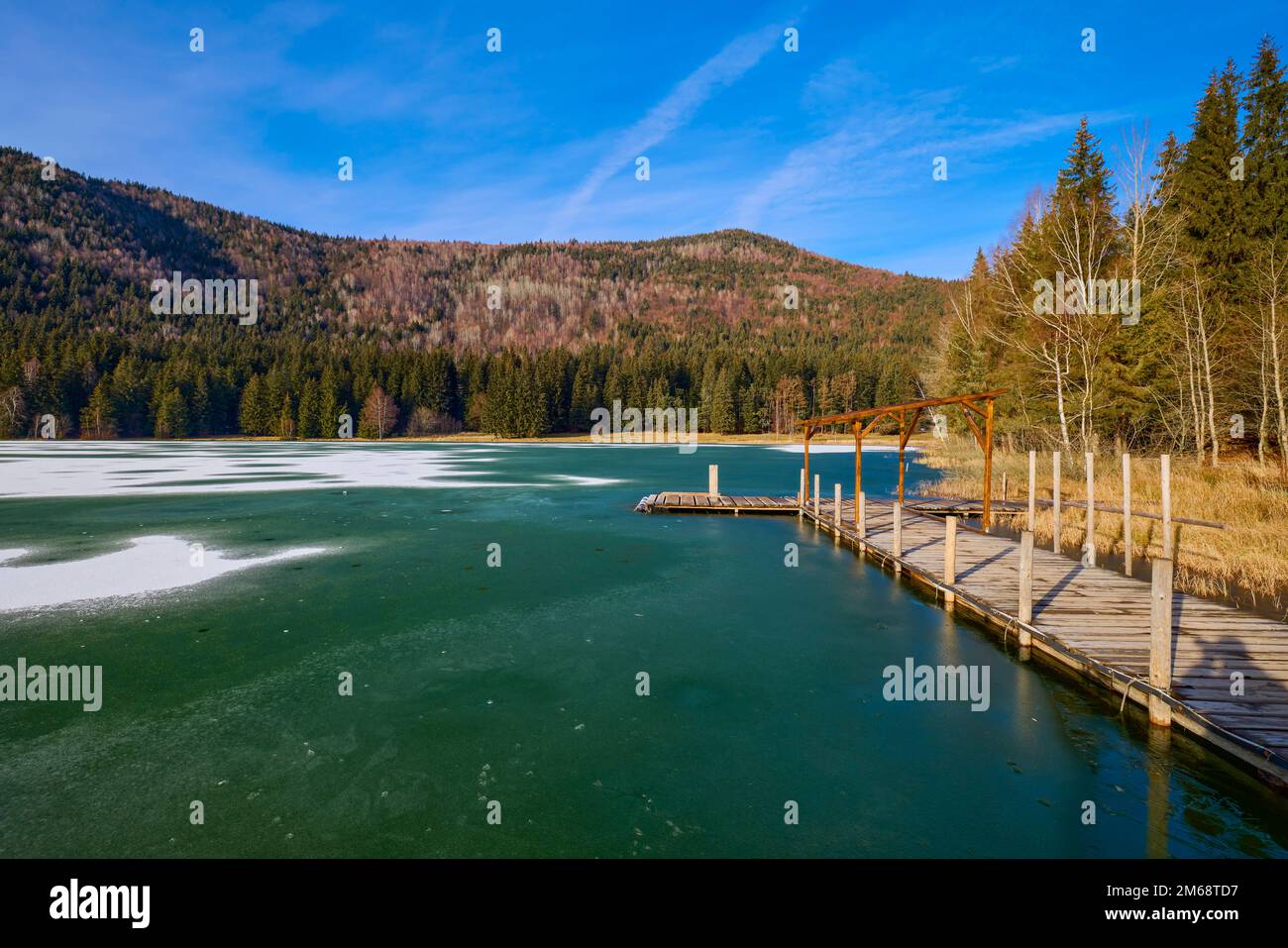Beautiful landscape with St. Ana Lake in Romania, volcanic lake in ...