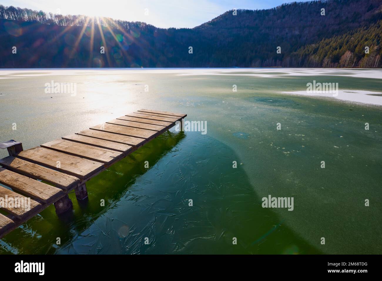 Beautiful landscape with St. Ana Lake in Romania, volcanic lake in ...
