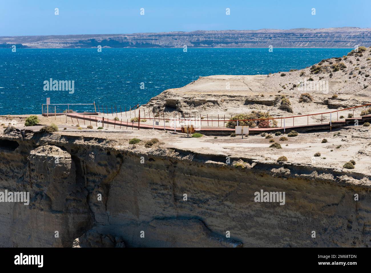 Stairs in a viewpoint in Puerto Piramides. Peninsula Valdes, Province ...