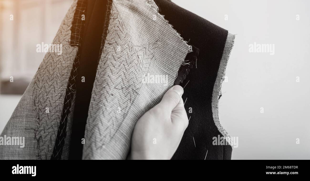 tailor working in atelier, textile industry, hobby, workspace Stock ...