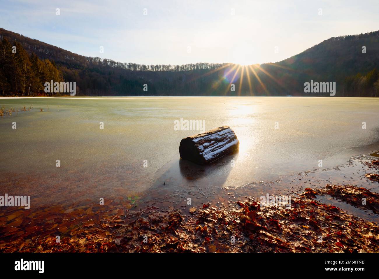 Beautiful landscape with St. Ana Lake in Romania, volcanic lake in ...
