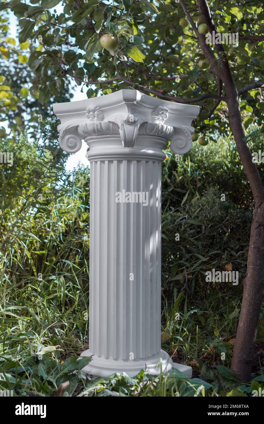 Elements of architectural decorations of buildings, columns and tops ...