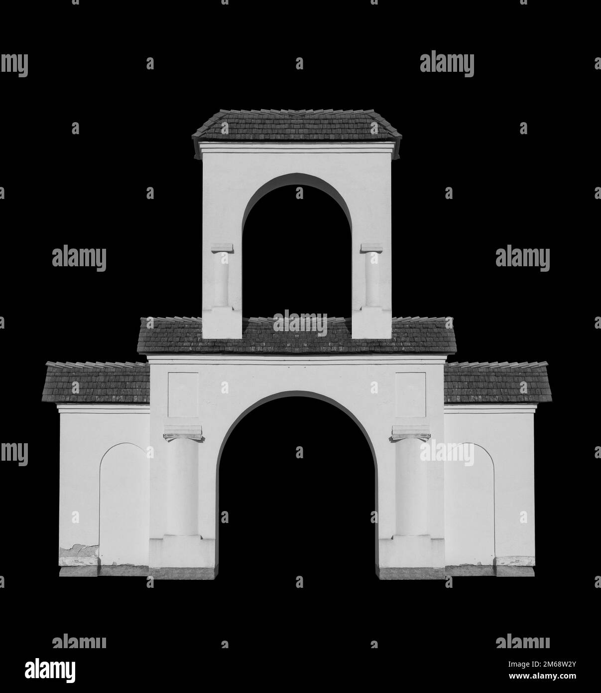 Elements of architecture of buildings, ancient arches, columns, windows ...