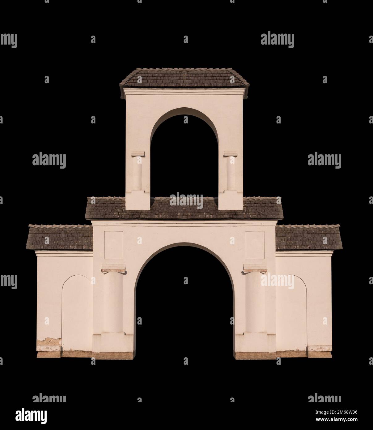 Elements of architecture of buildings, ancient arches, columns, windows ...