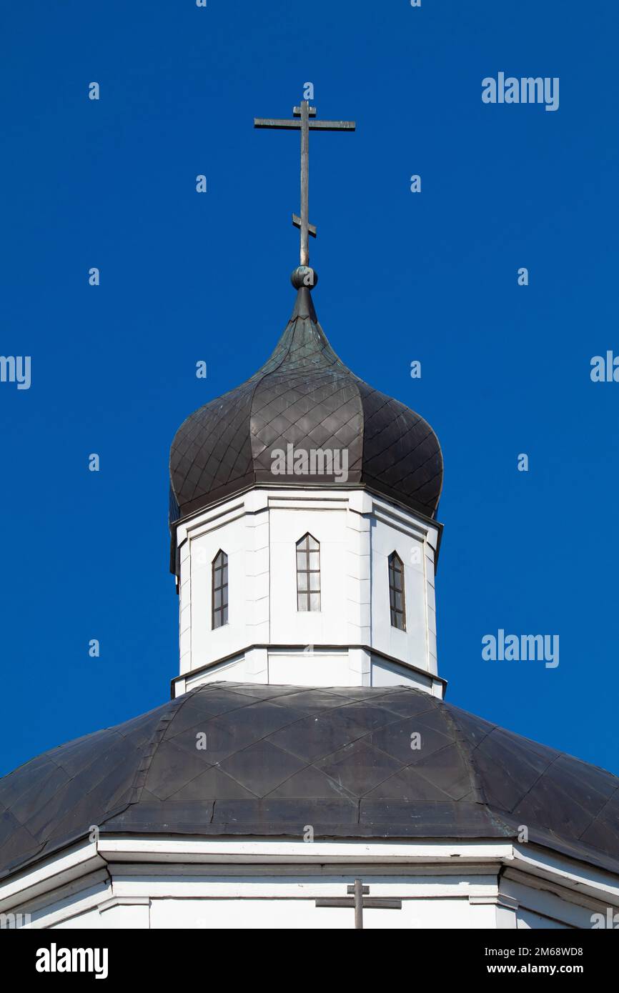 Small Orthodox church with golden domes Stock Photo - Alamy