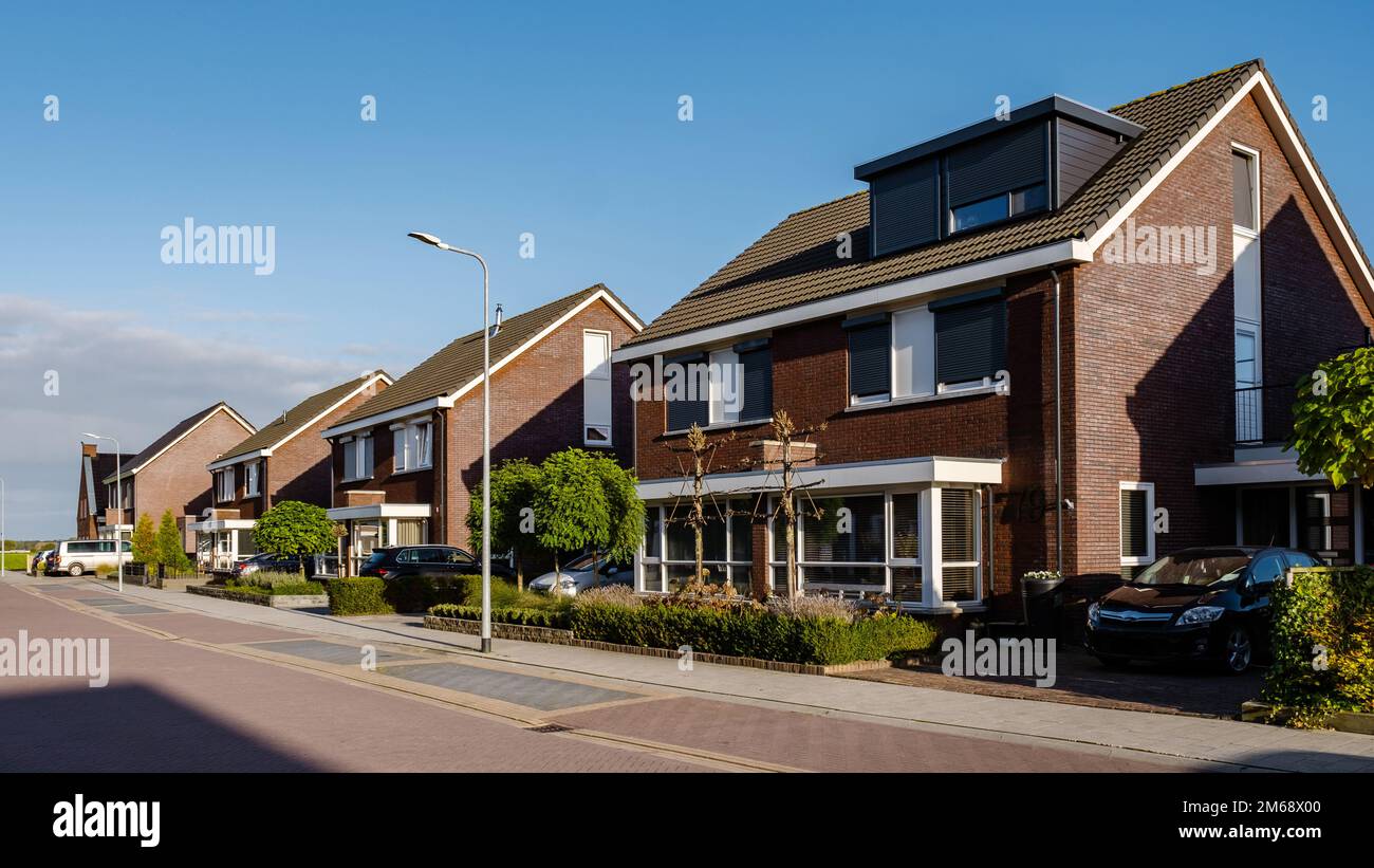 Suburban area with modern family houses, newly build modern family ...