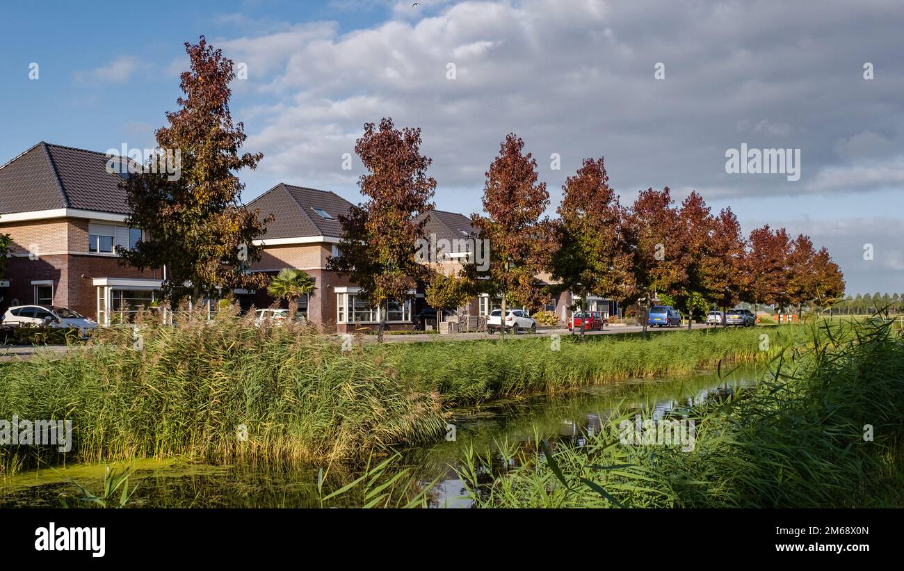 Suburban area with modern family houses, newly build modern family ...