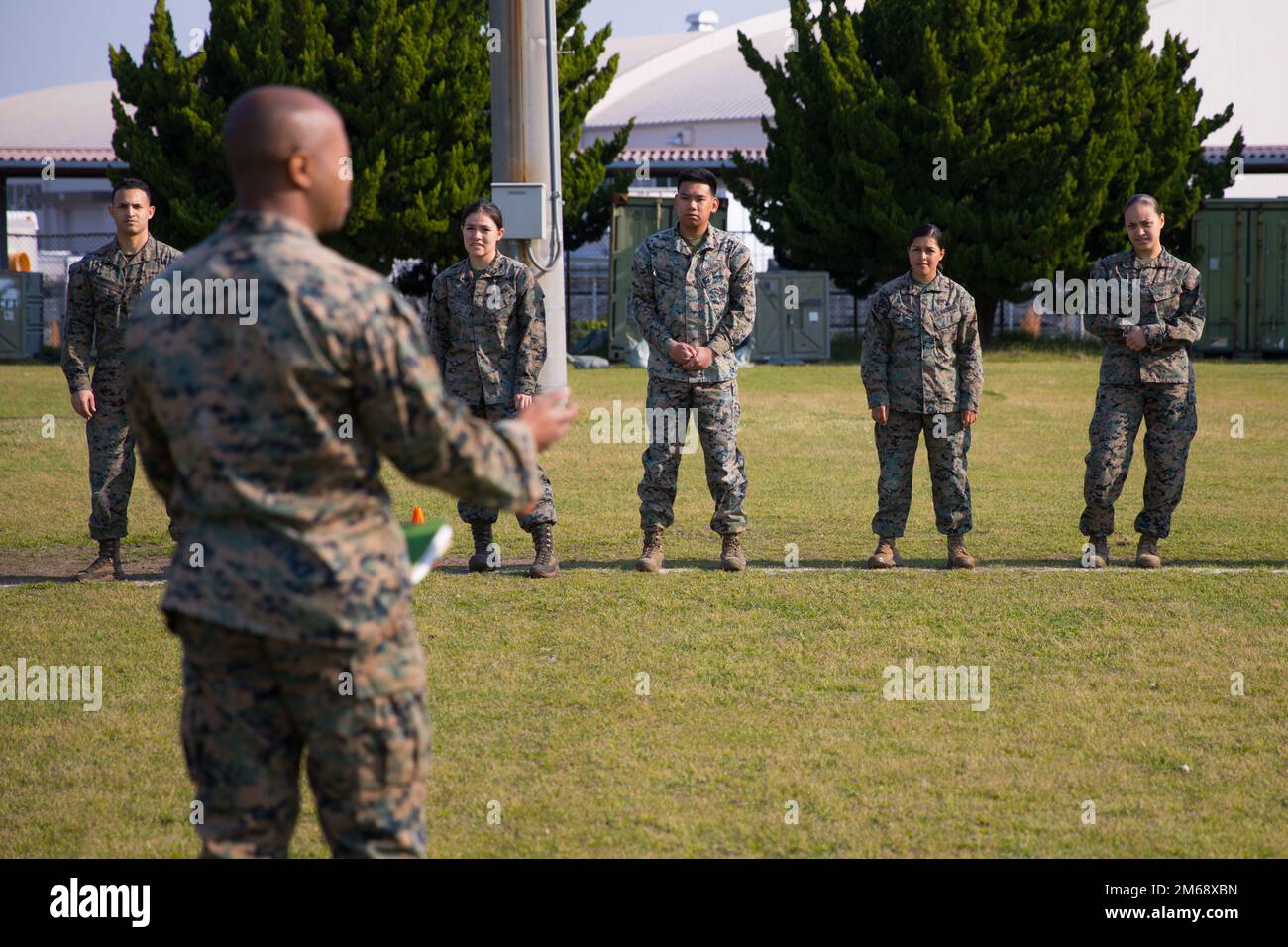 U.S. Marines with Marine Aircraft Group (MAG) 12 prepare for a physical ...