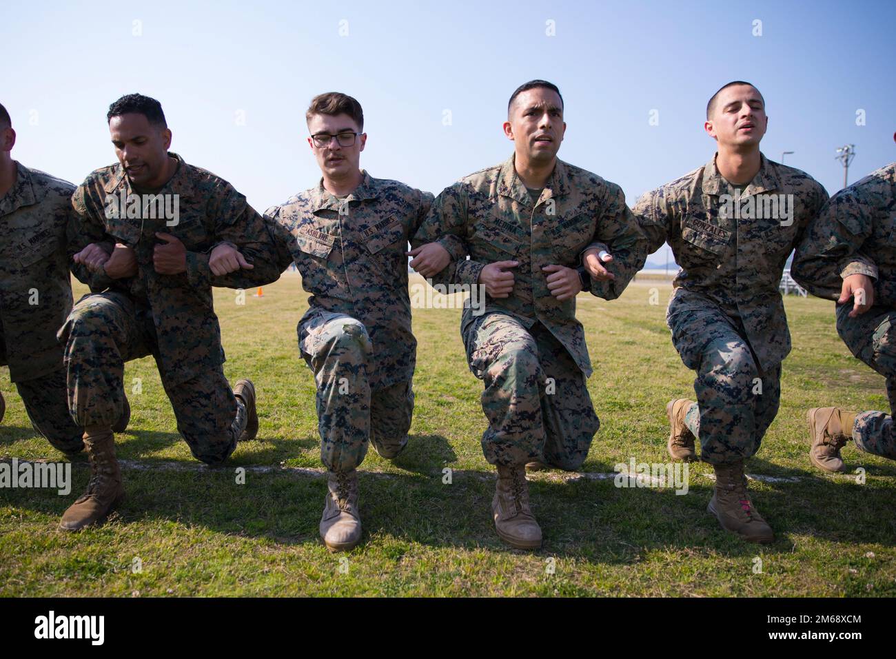U.S. Marines with Marine Aircraft Group (MAG) 12 warm up during a ...