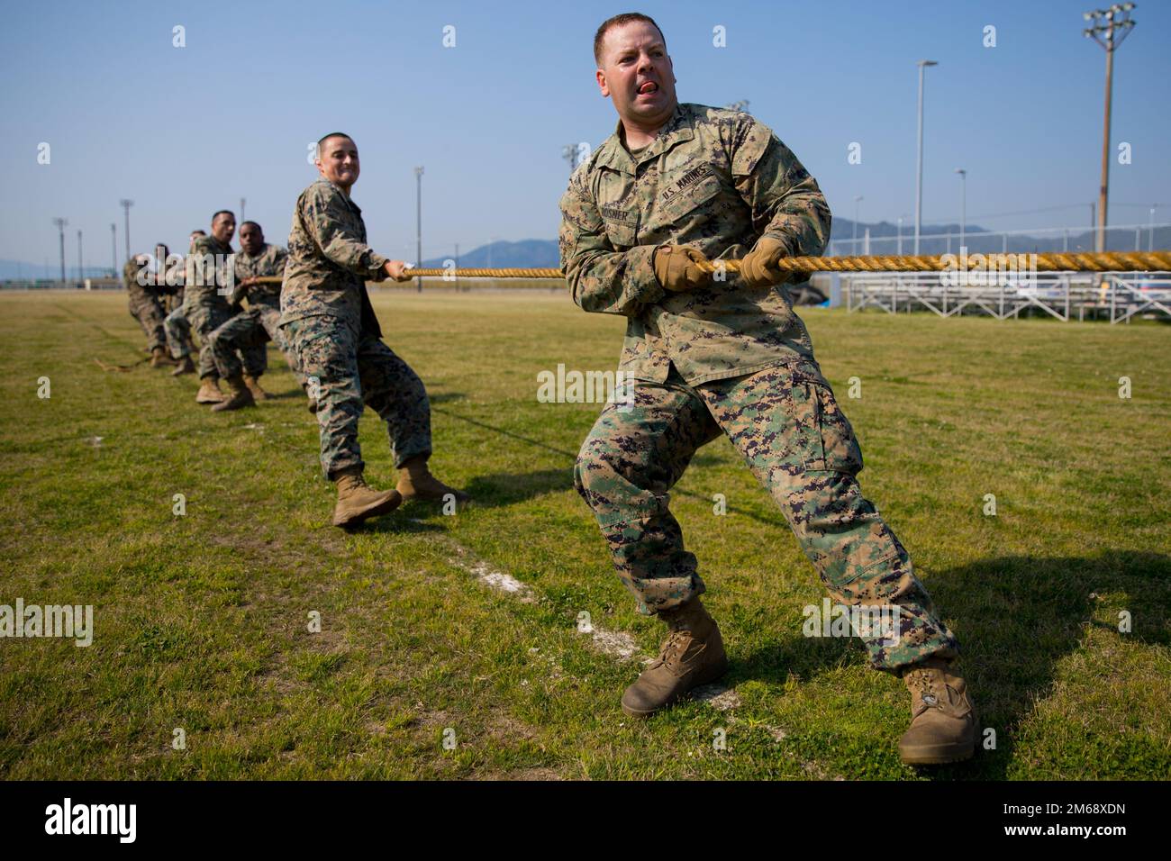 U.S. Marines with Marine Aircraft Group (MAG) 12 take part in tug-of ...