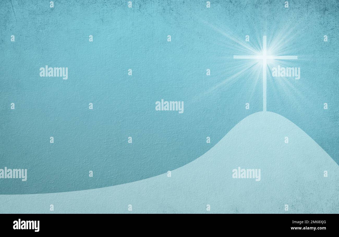 Cross on the mountain with sun light, belief, faith and spirituality ...