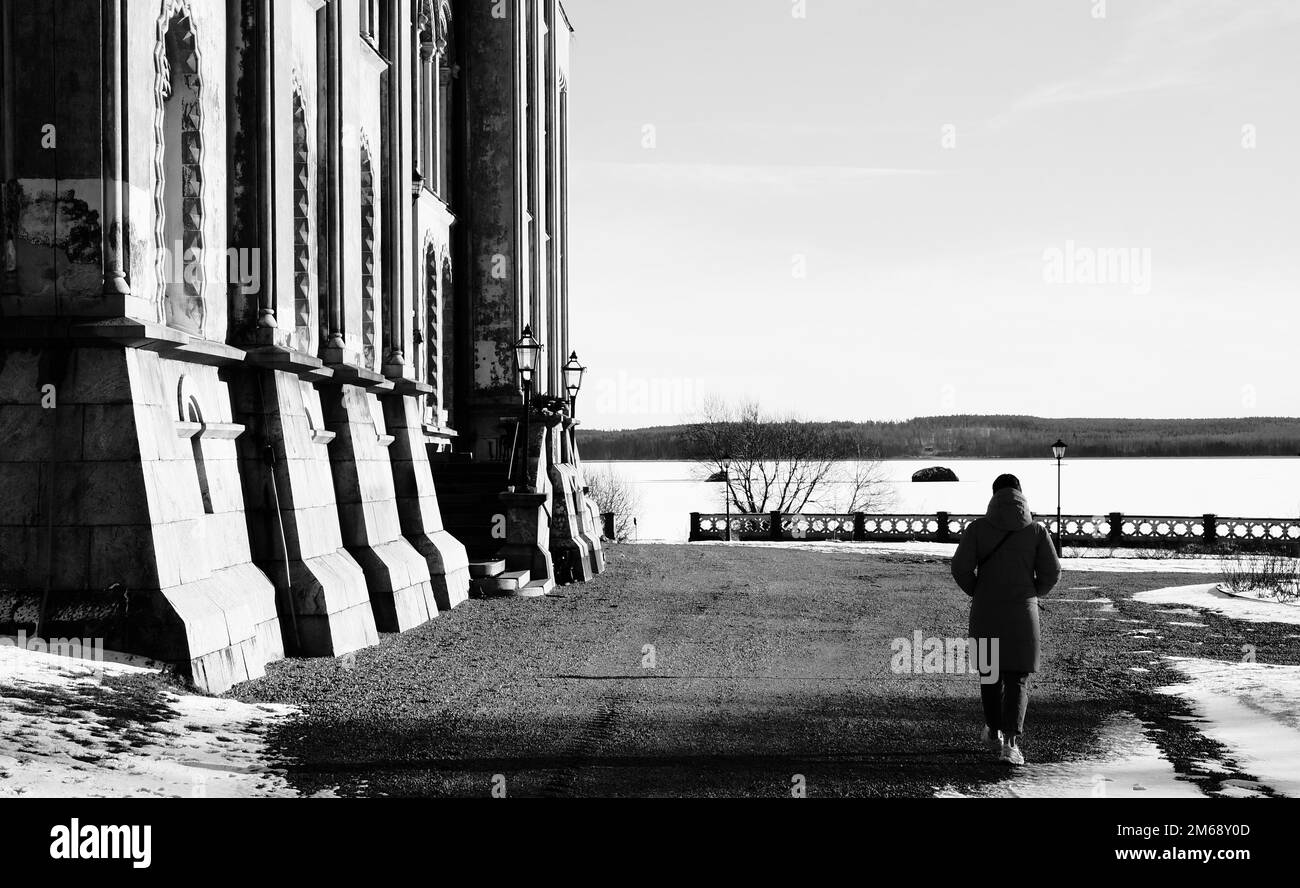 Man from behind walking Black and White Stock Photos & Images - Alamy