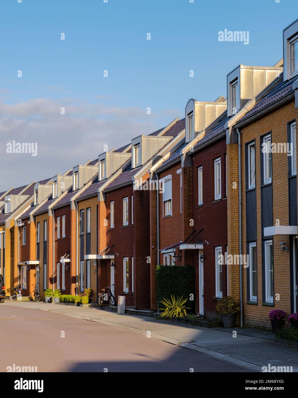 Dutch Suburban area with modern family houses, newly build modern ...