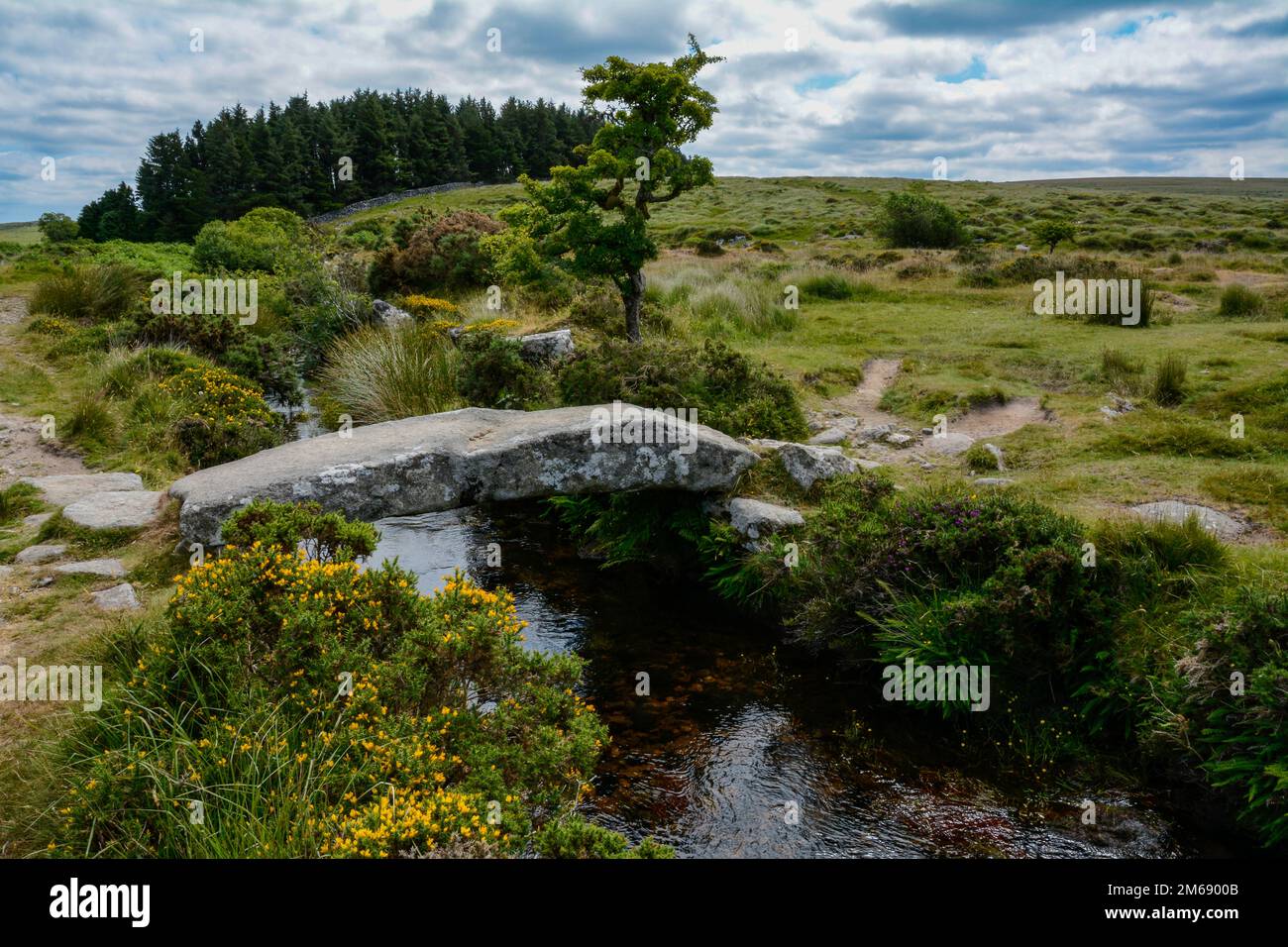 Teign-e-Ver clapper bridge across the North Teign River, not far from ...