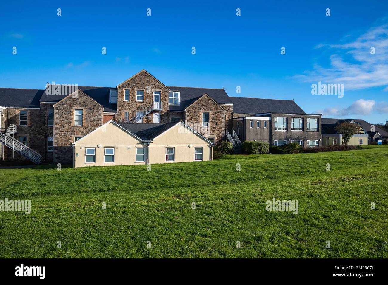 Blue sky over Camborne Redruth Community Hospital in Cornwall Stock ...