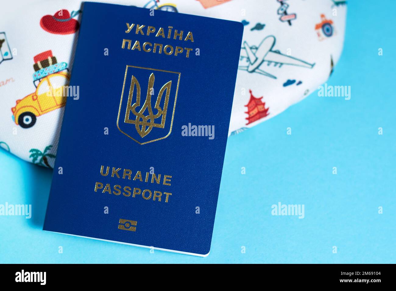 New ukrainian blue biometric passport with identification chip on ...
