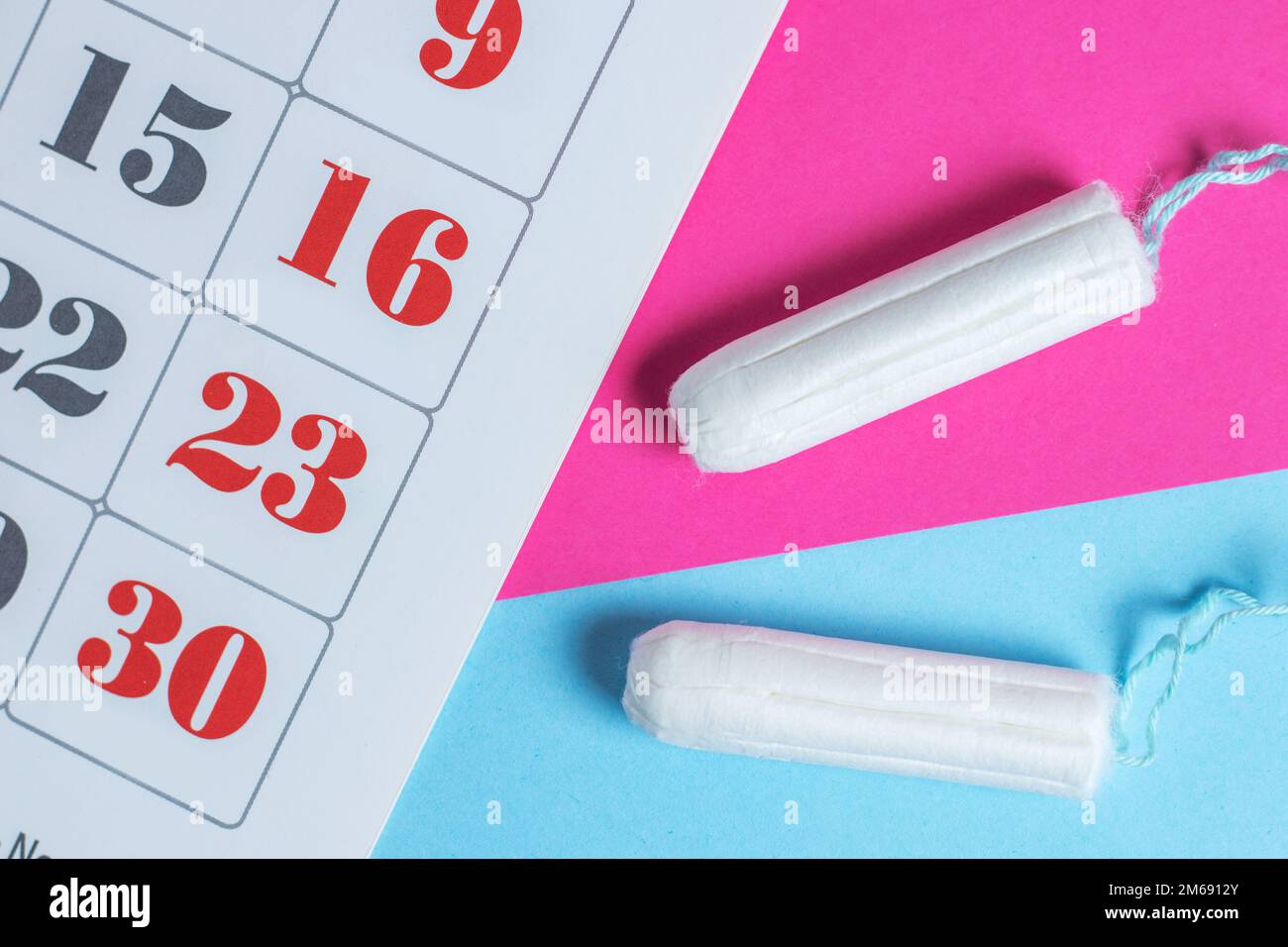 Woman hygiene protection, menstruation calendar and clean cotton ...