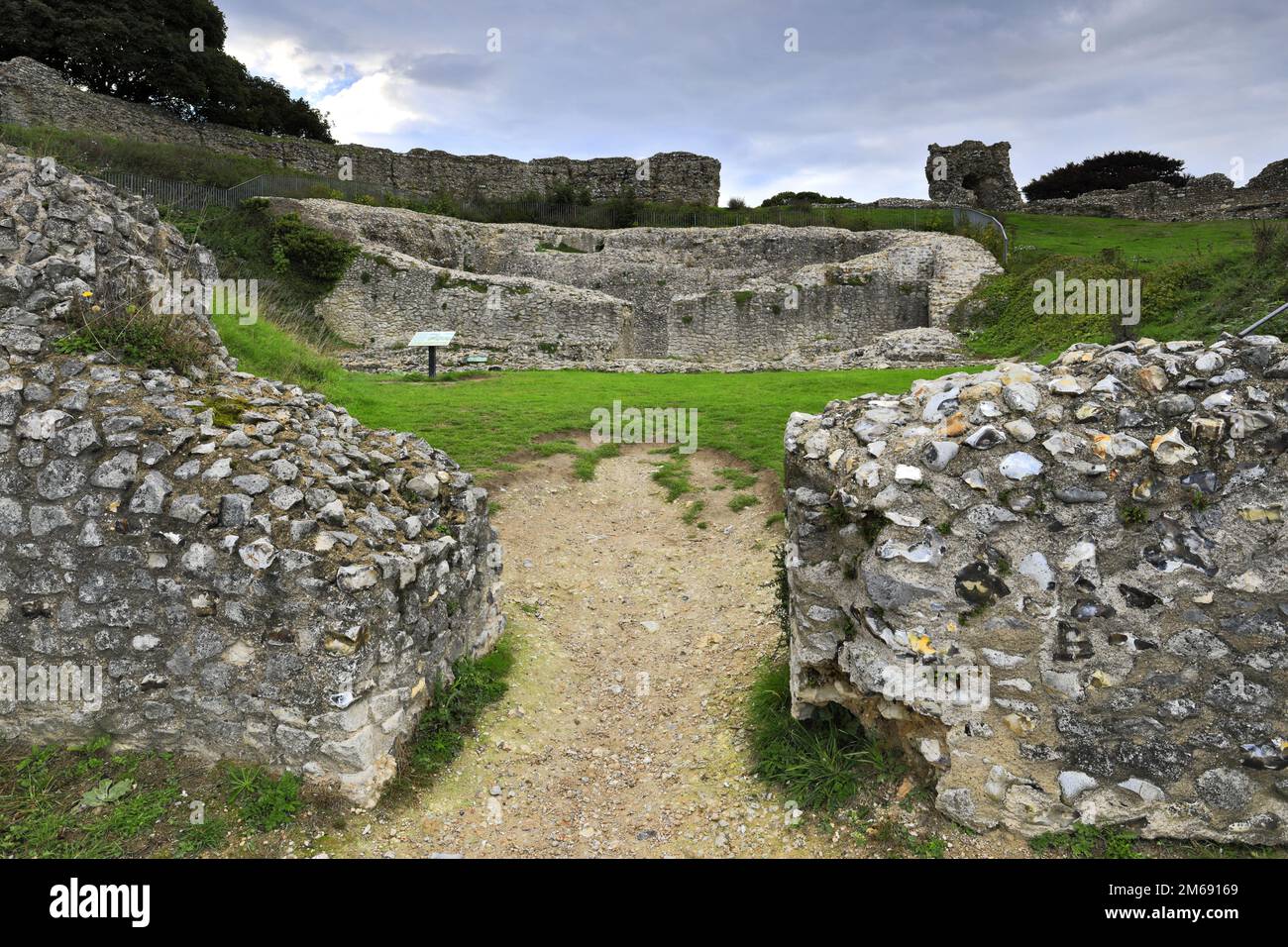View of the ruins of Castle Acre Castle, Castle Acre village, North ...