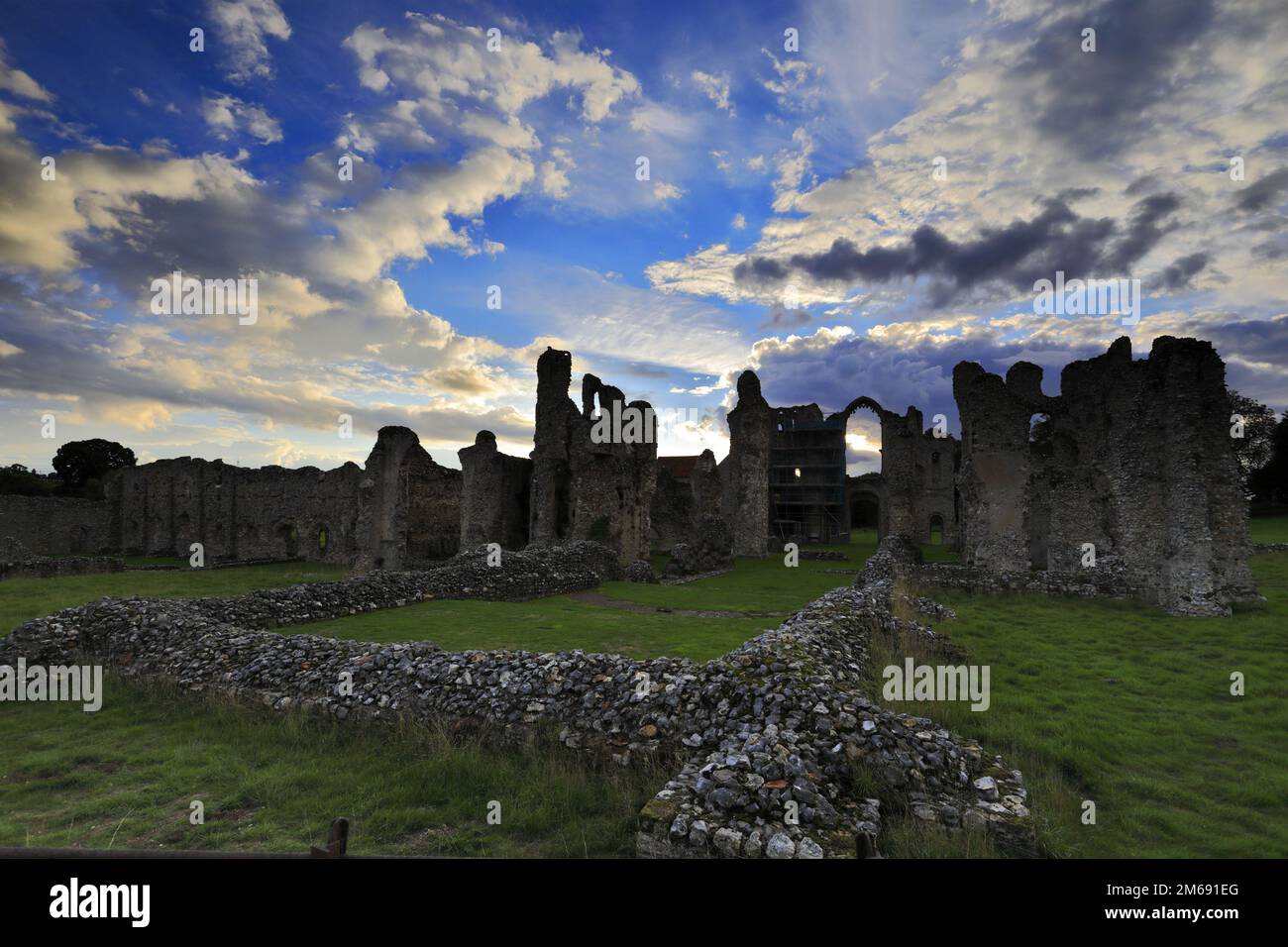 View of the ruins of Castle Acre Priory, Castle Acre village, North ...