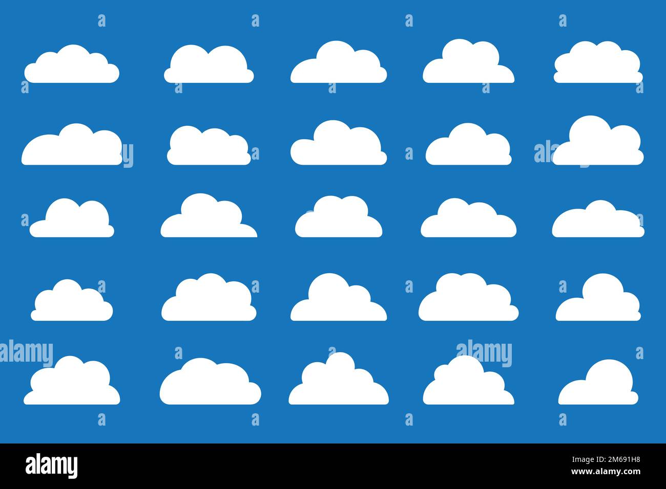 Flat cloud shape vector icon set on blue background Stock Vector Image ...