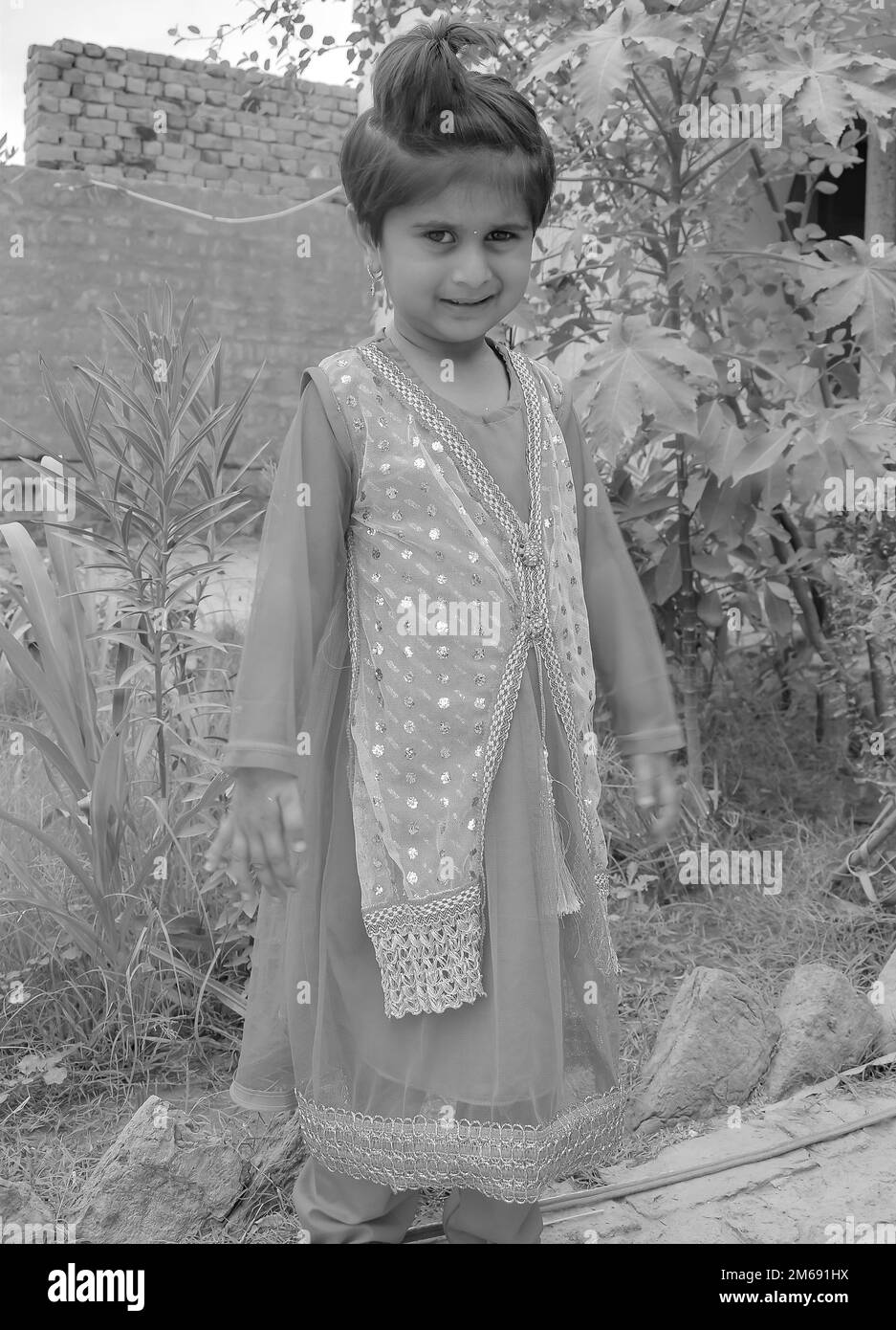 Child girl white background headshot Black and White Stock Photos ...