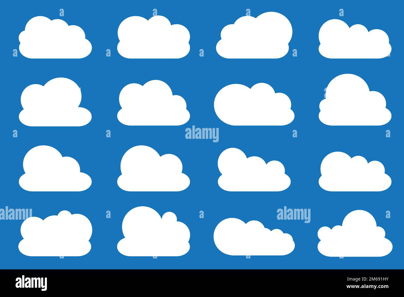 Flat cloud shape vector icon set on blue background Stock Vector Image ...