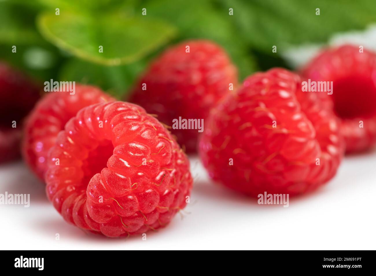 Raspberry with leaves. Raspberry isolated on white background Stock ...