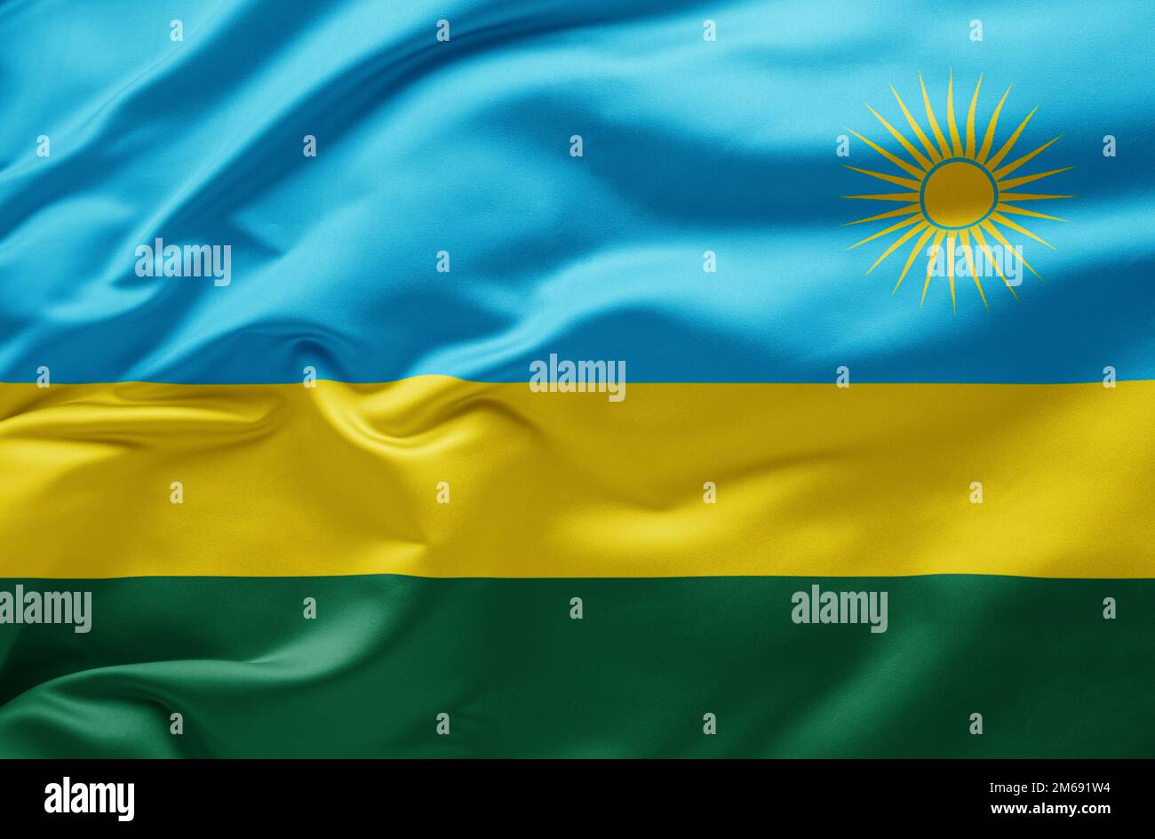 Waving national flag of Rwanda Stock Photo - Alamy