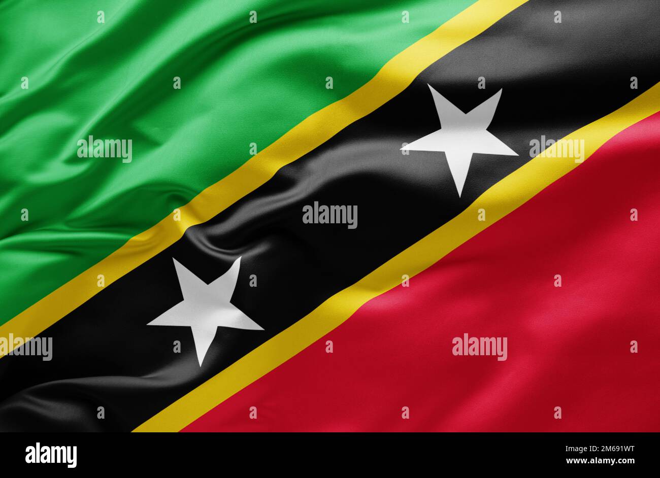 Waving saint kitts nevis flag hi-res stock photography and images - Alamy
