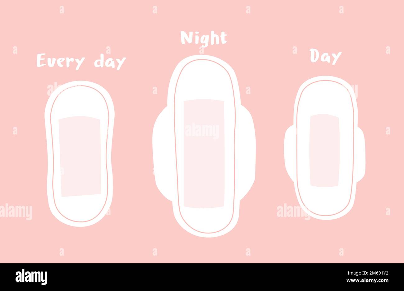 Set of women menstrual pads for everyday, night, day wear. Period pads ...