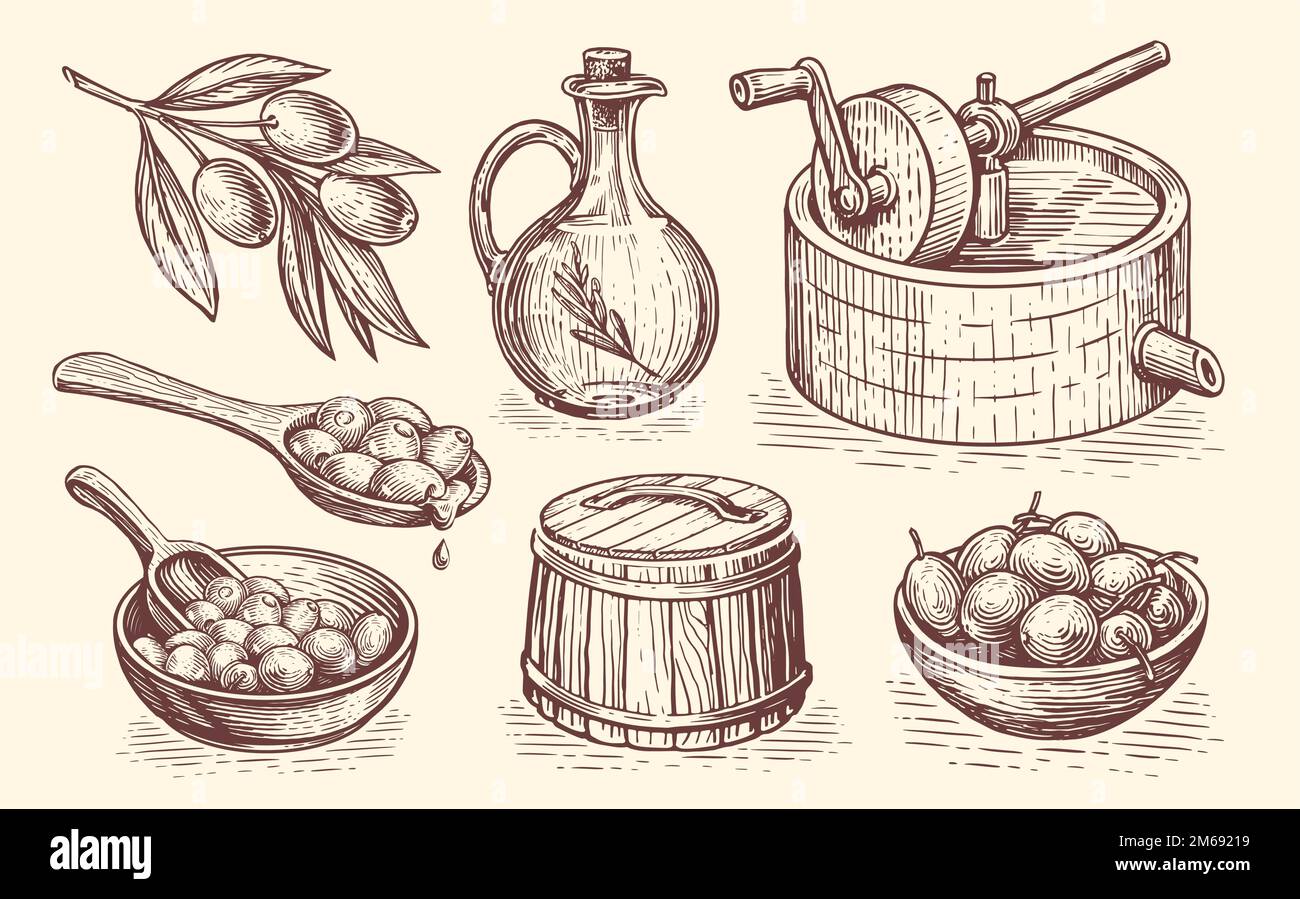 Olive oil production concept. Extra virgin, healthy organic natural ...