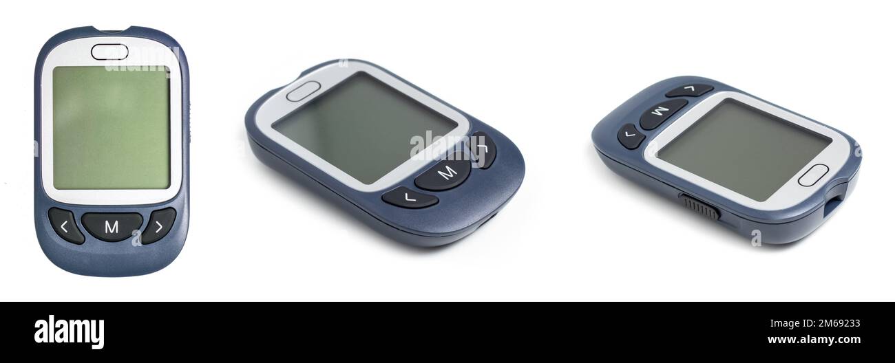 Glucometer. Blood sugar test isolated on white background. Glucose ...