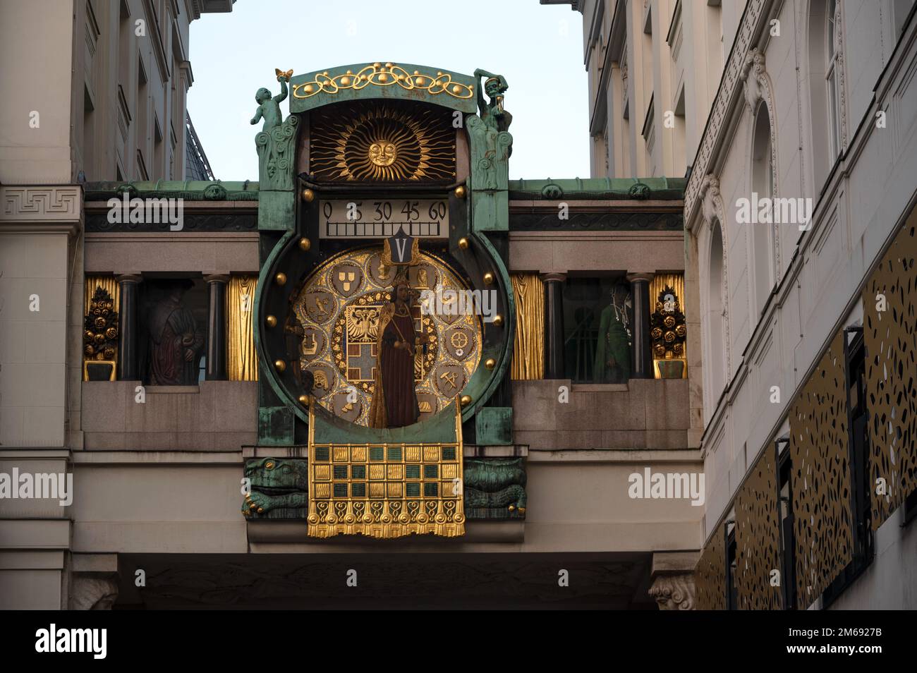 View of The Anker Clock (Ankeruhr) created by Franz von Matsch in which ...