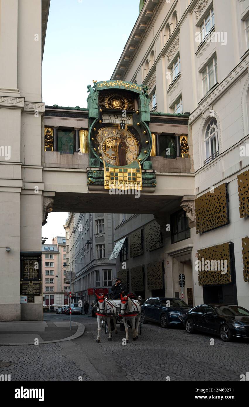 View of The Anker Clock (Ankeruhr) created by Franz von Matsch in which ...