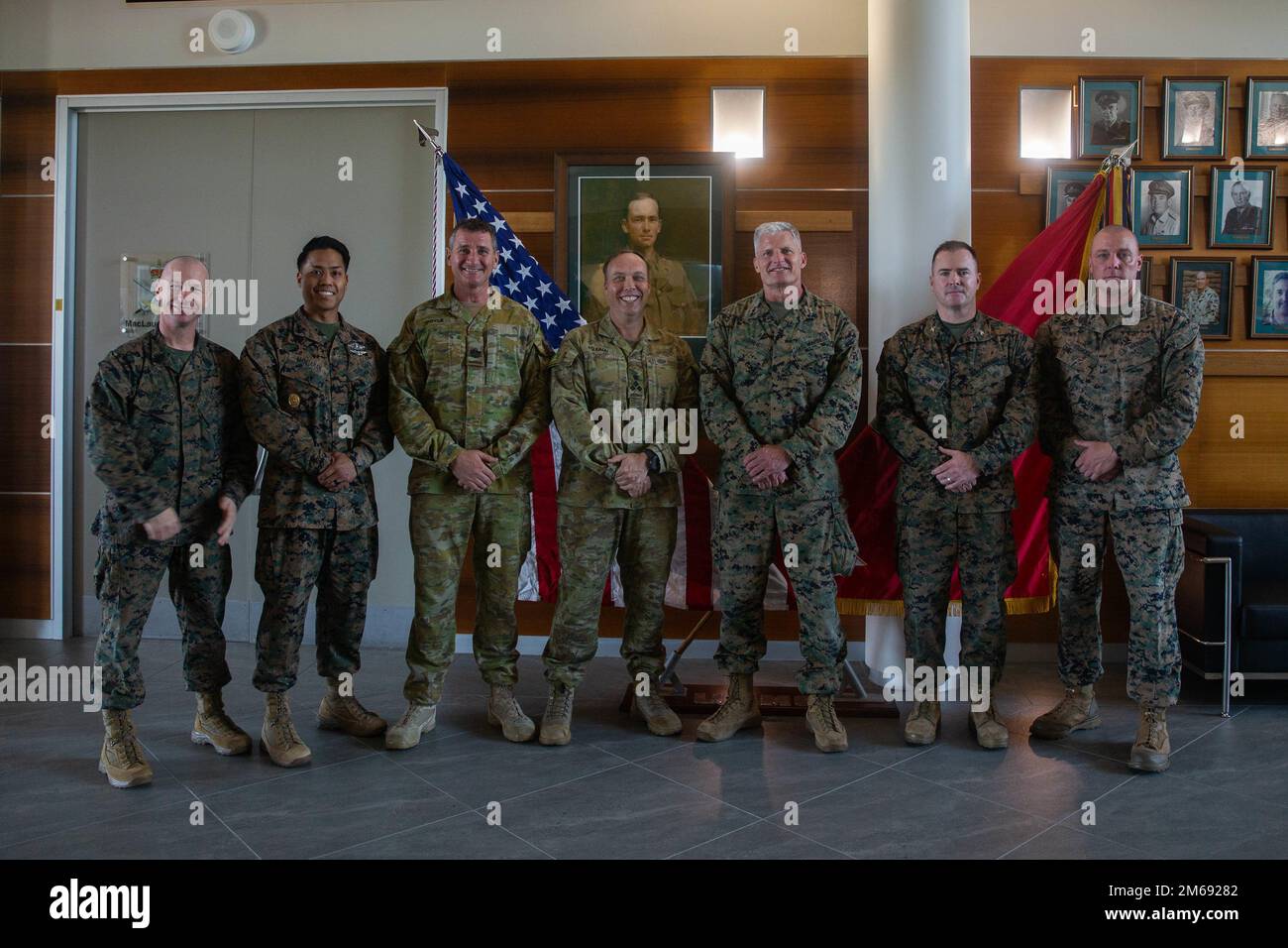 From left, U.S. Marine Corps Sgt. Maj. David Wilson, the sergeant major ...