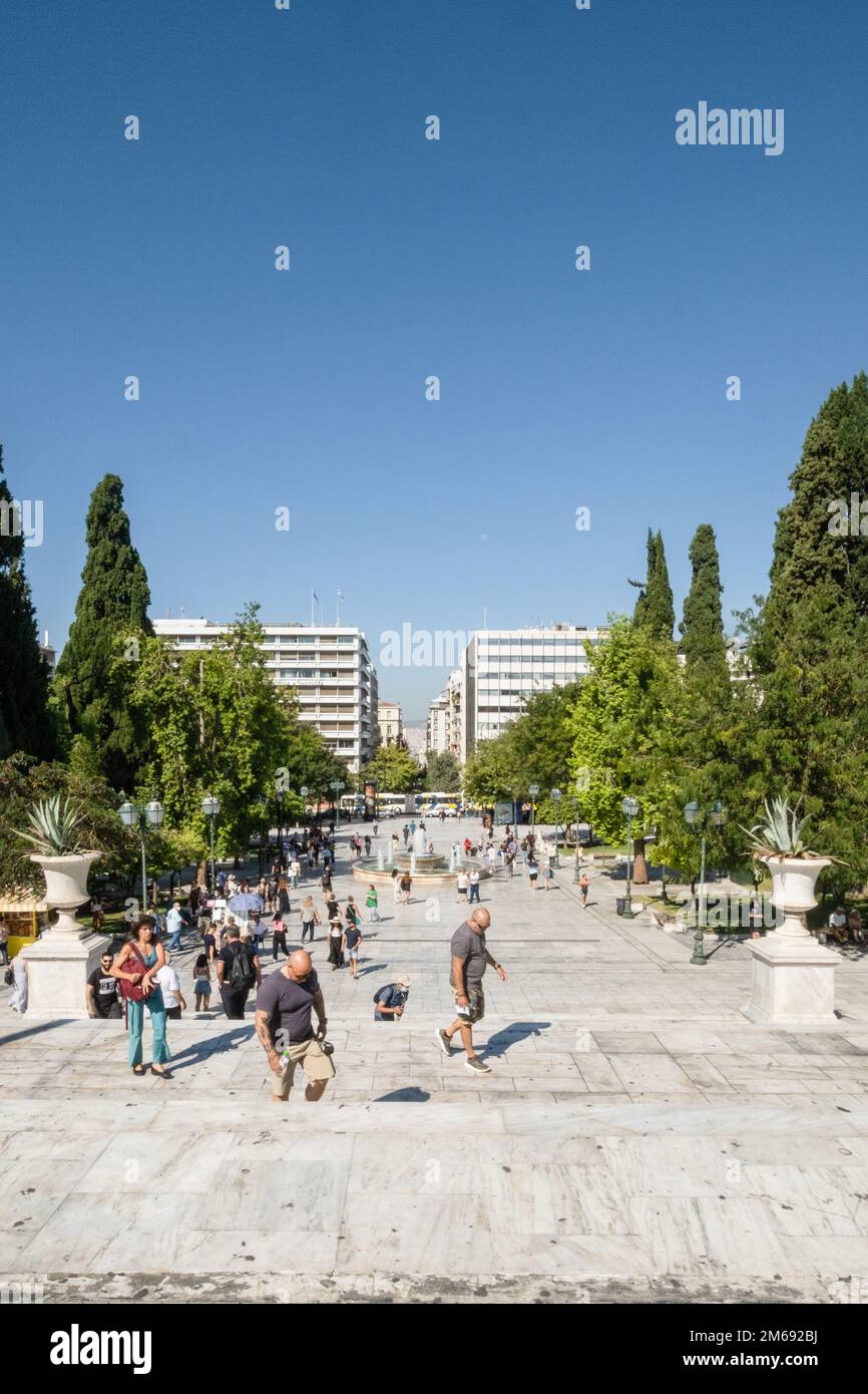 Syntagma Square, Athens, Greece, viewed from the top of the stairs ...