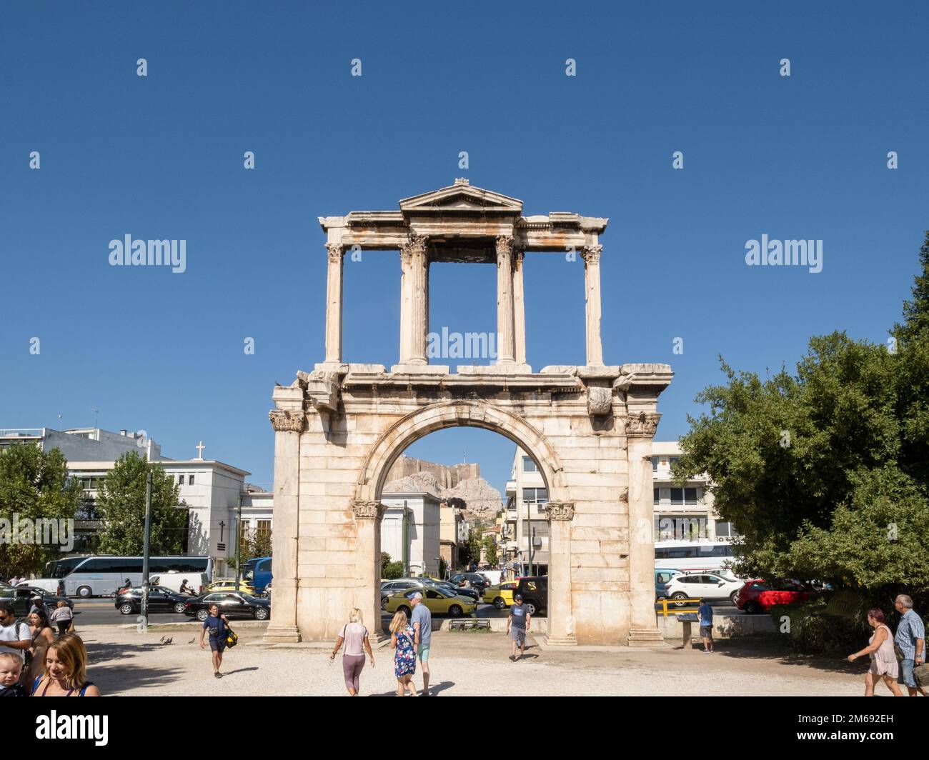 Arch of Hadrian (Hadrian's Gate), Athens, Greece, on a bright day with ...