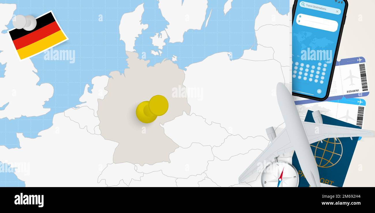 Travel to Germany concept, map with pin on map of Germany. Vacation ...
