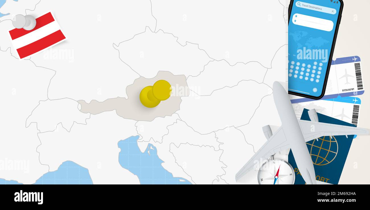 Travel to Austria concept, map with pin on map of Austria. Vacation ...