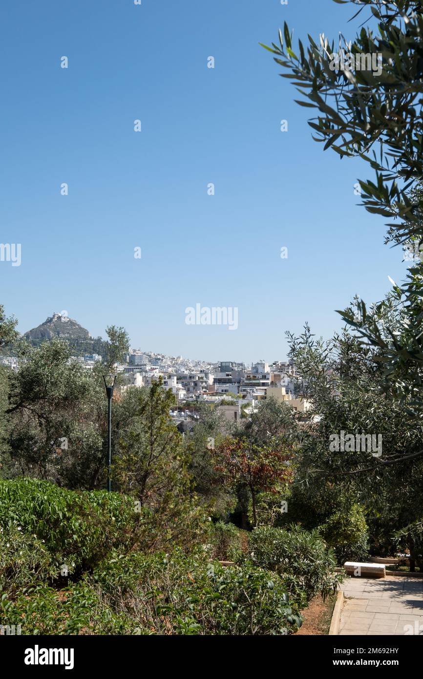 View from Ragavà Olive Grove, Athens, Greece, looking towards Mount ...