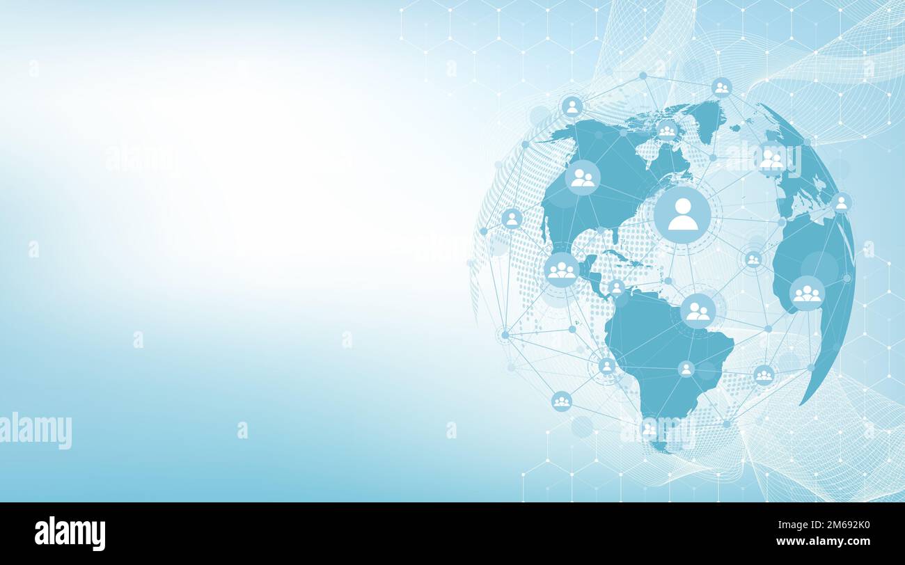 Global network connection concept. Big data visualization. Social ...