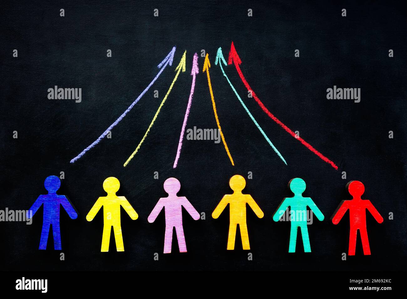 Colorful figures and arrows. Unity and inclusion concept Stock Photo ...