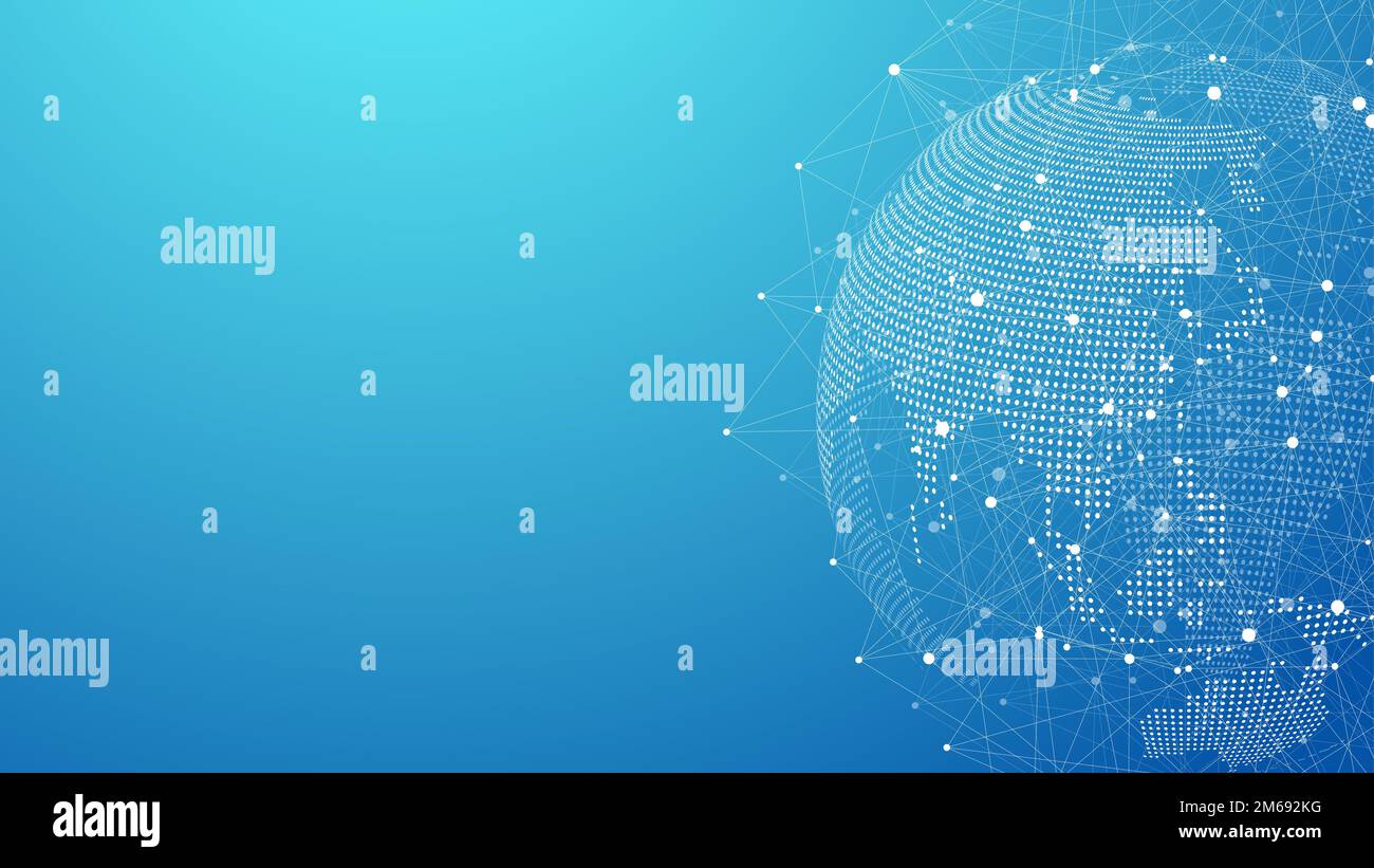 Global network connection illustration. World map point and line ...