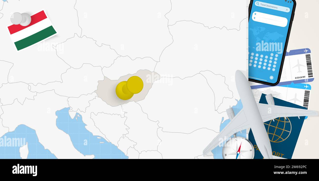 Travel to Hungary concept, map with pin on map of Hungary. Vacation ...