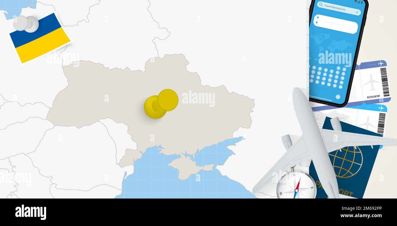 Travel to Ukraine concept, map with pin on map of Ukraine. Vacation ...