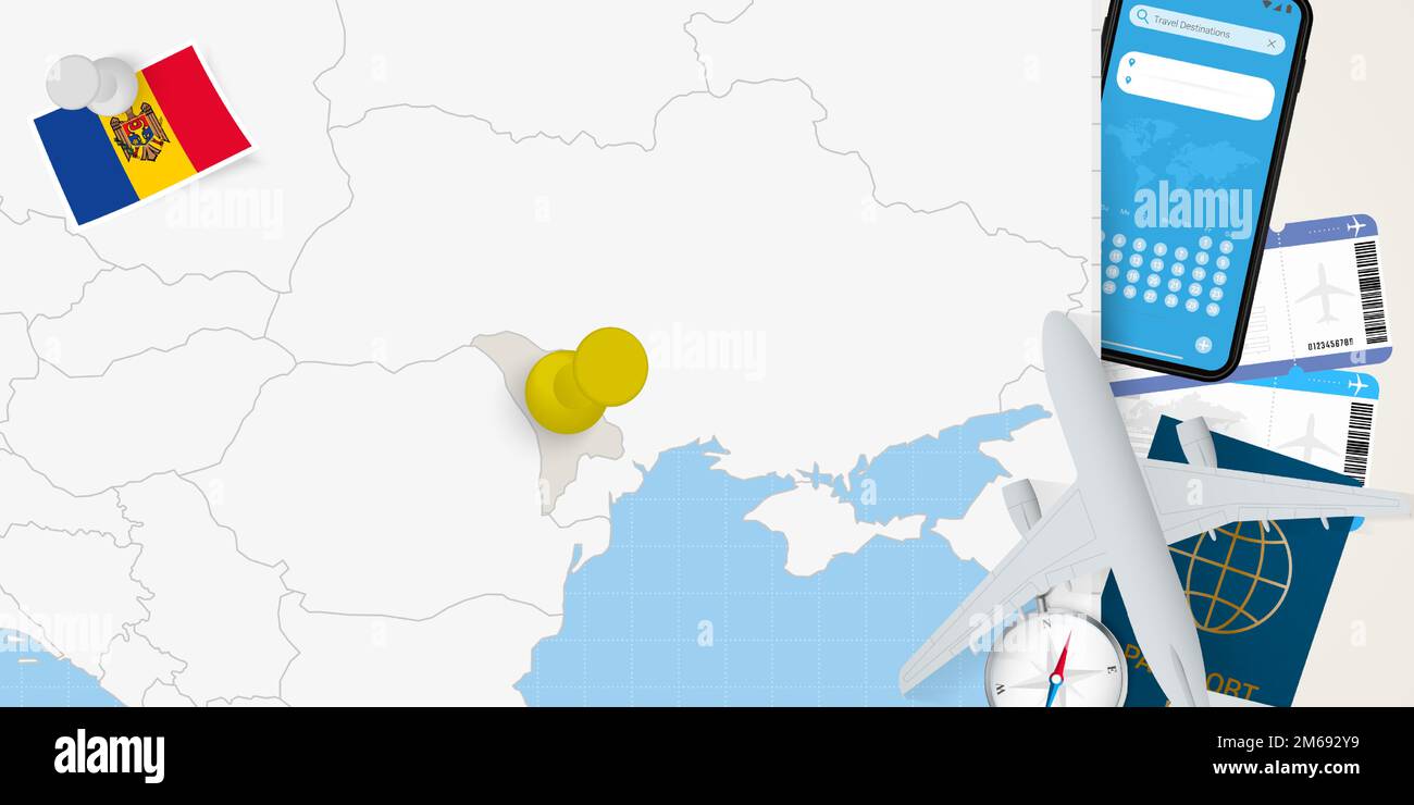 Travel to Moldova concept, map with pin on map of Moldova. Vacation ...