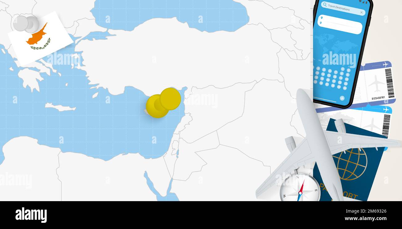 Travel to Cyprus concept, map with pin on map of Cyprus. Vacation ...