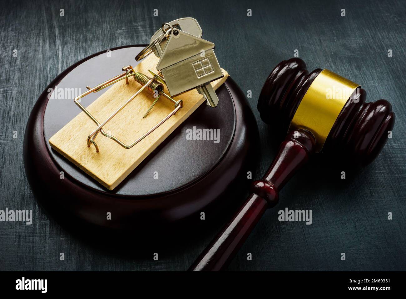 Mortgage fraud concept. Keys, trap and gavel Stock Photo - Alamy